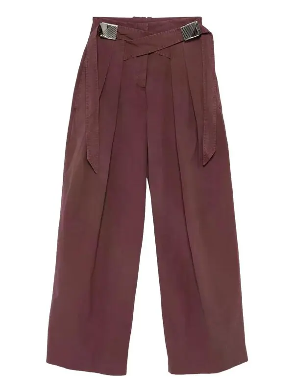 Attico Pleated Trousers With Buckle Detail - Red