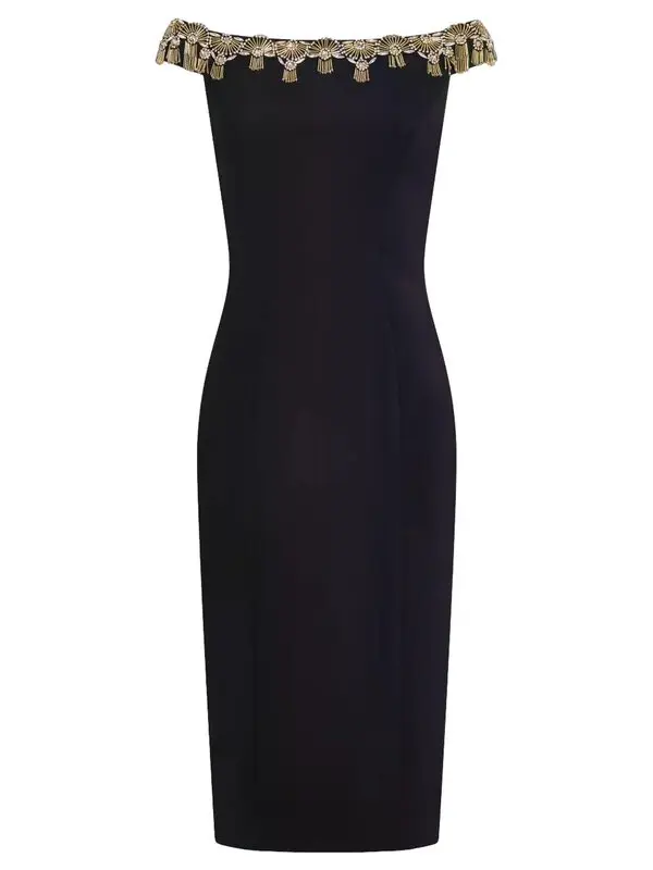 Jenny Packham Valorie Embellished Midi Dress - Black