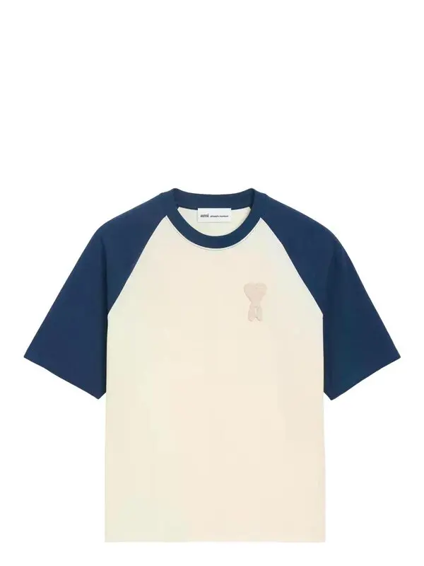 AMI Paris De Coeur Crochet Patch T-shirt - Neutrals
