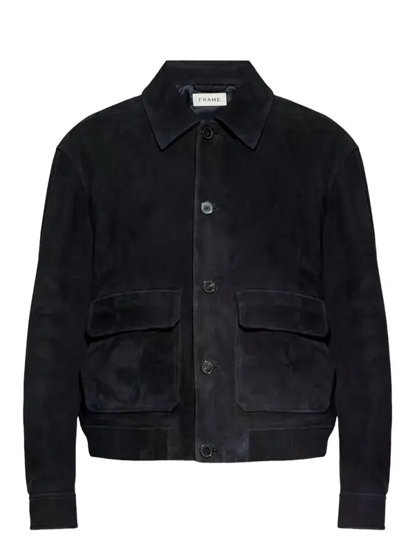 FRAME Buttoned Suede Jacket - Blue