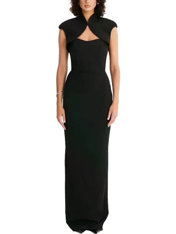 MOOS STUDIO Cap-sleeved Maxi Dress - Black