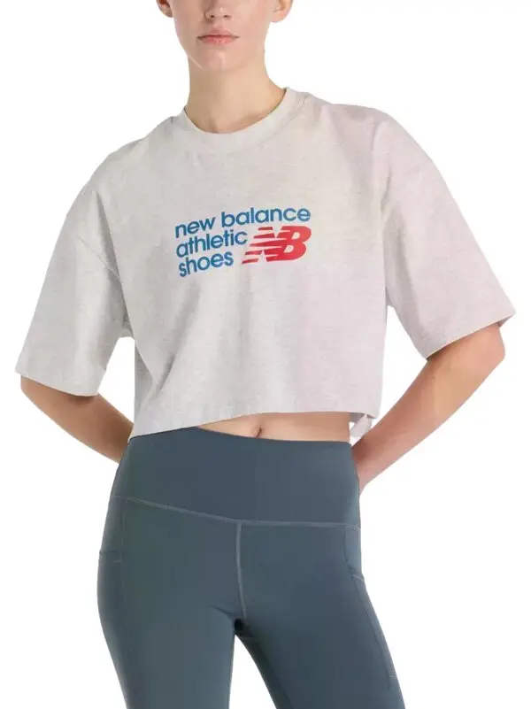 NEW BALANCE Logo Detail Cropped T-shirt - Grey
