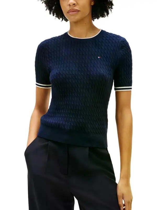 Tommy Hilfiger Cable-knit Short-sleeved Sweater - Blue