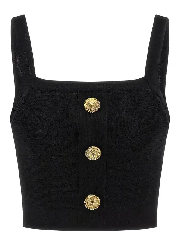 Balmain Button-detail Top - Black