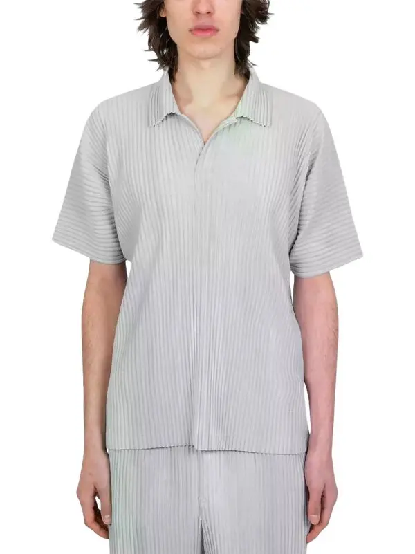 Issey Miyake Pleated Polo Shirt - Grey