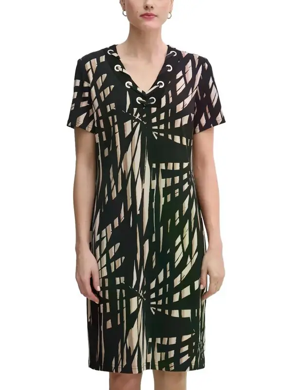 Joseph Ribkoff Eyelet Patterned Dress - Black