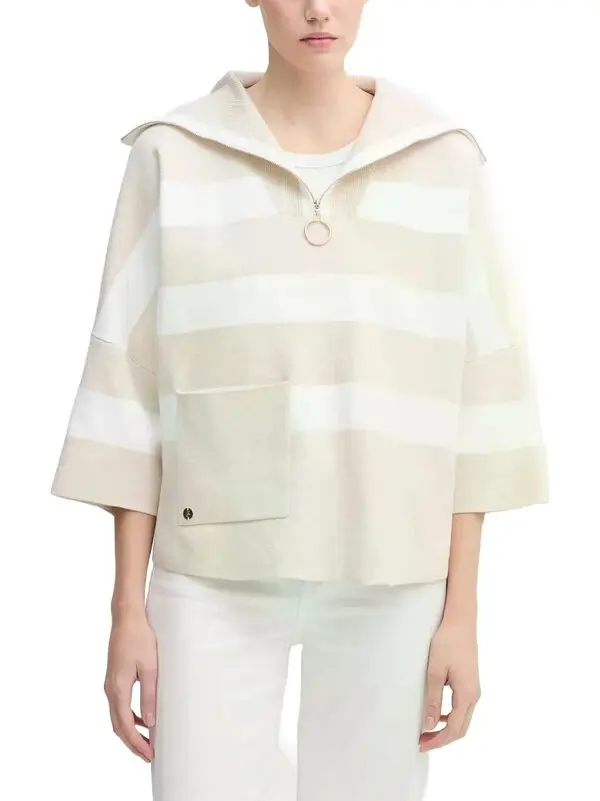 Joseph Ribkoff Striped Half-zip Sweater - Neutrals