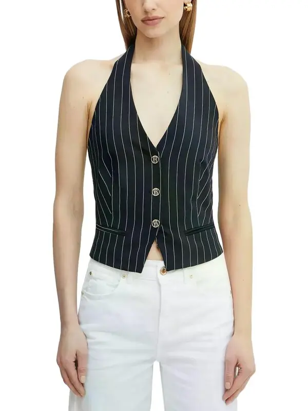 FRACOMINA Pinstripe Halter Top - Blue