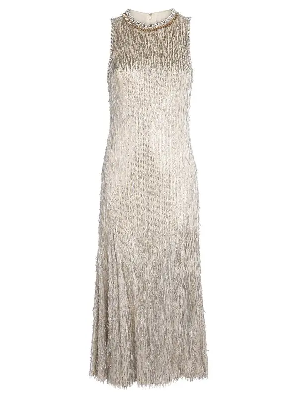 Cinq À Sept Embellished Izara Midi Dress - Silver