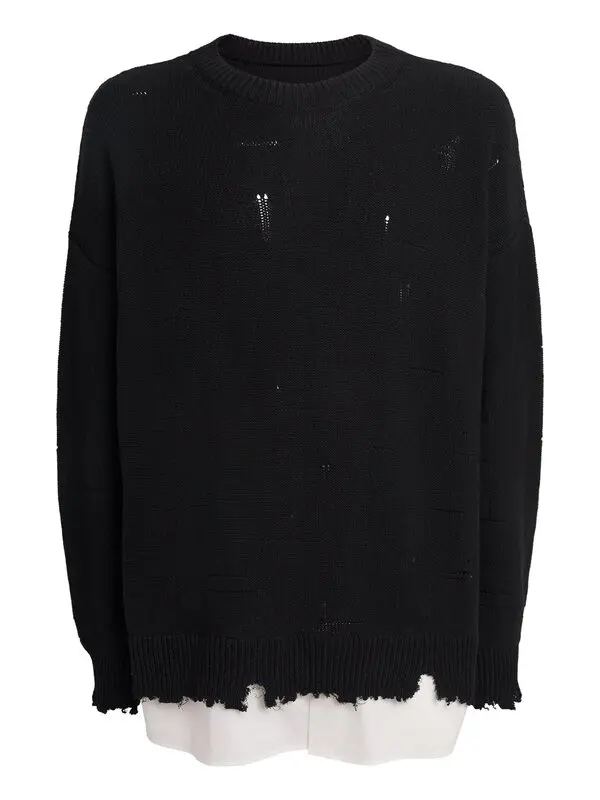 MAISON MARGIELA Cotton Distressed Sweater - Black