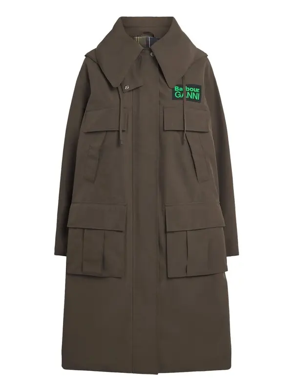 Barbour X Ganni Waterproof Parka Coat - Green