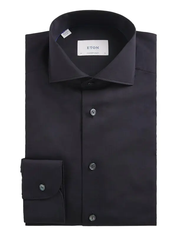 Eton Cotton-silk Long-sleeve Shirt - Black