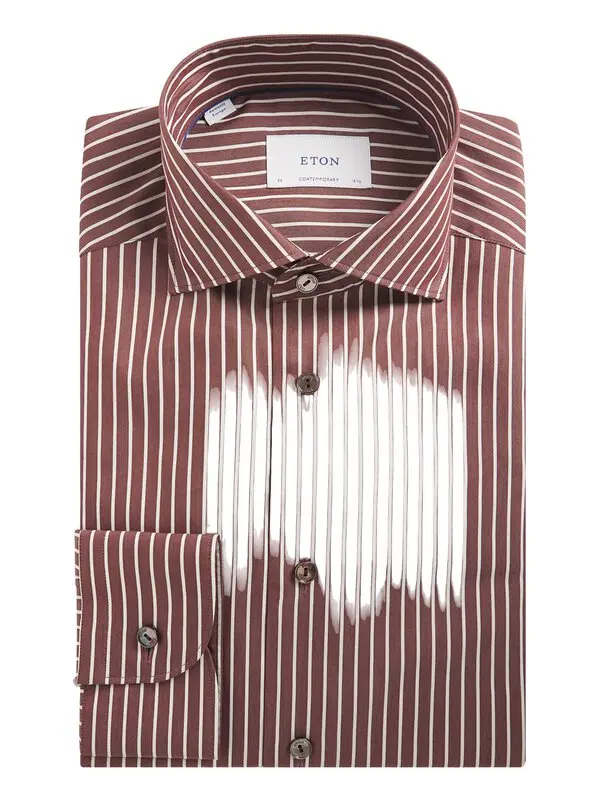 Eton Cotton-silk Stripe Shirt - Red
