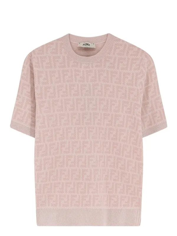 Fendi Ff Wool And Silk Sweater - Pink