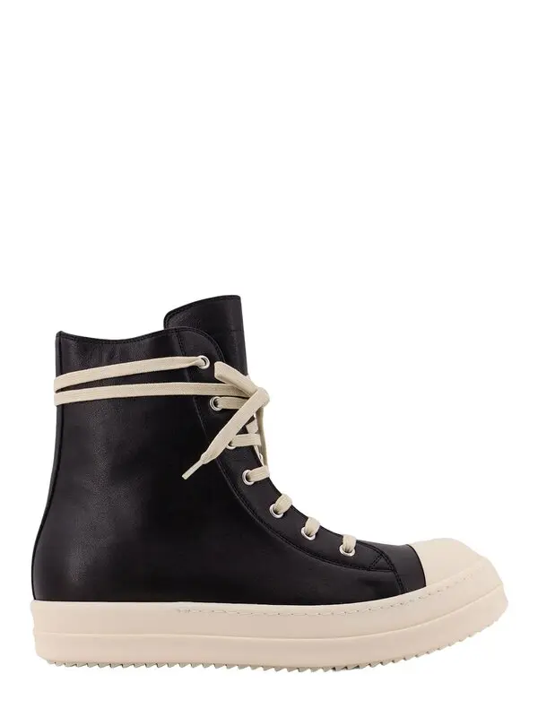 Rick Owens Leather High Top Sneakers - Black