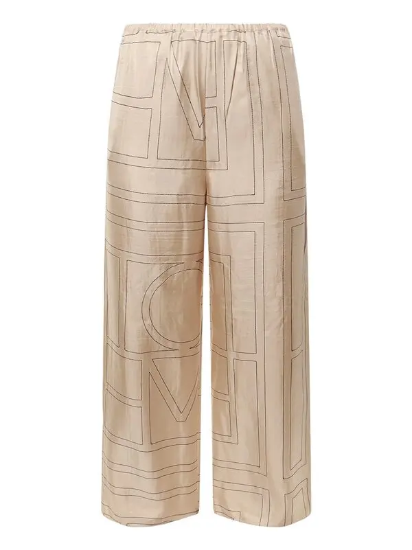 TOTEME Silk Monogram Trousers - Beige