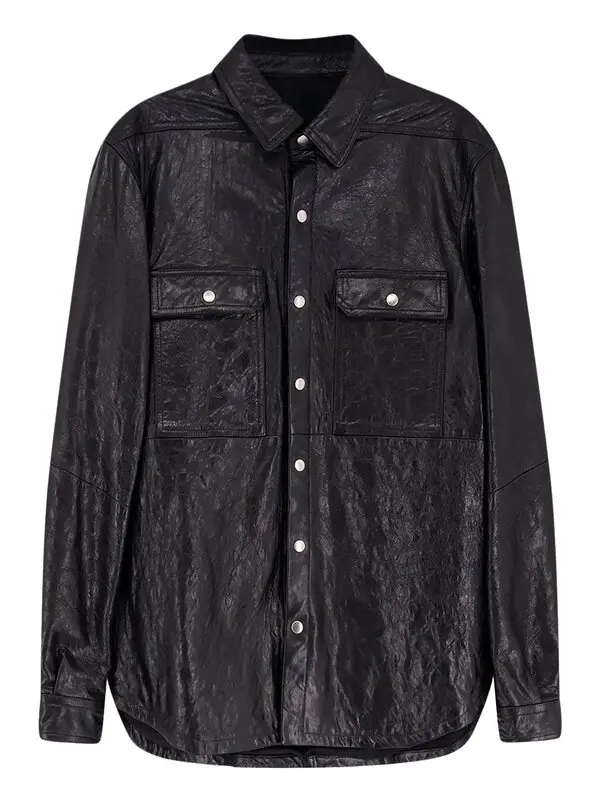 Rick Owens Leather Outershirt Jacket - Black