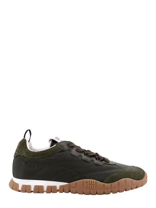 Miu Miu Technical Fabric And Suede Tyre Sneakers - Green