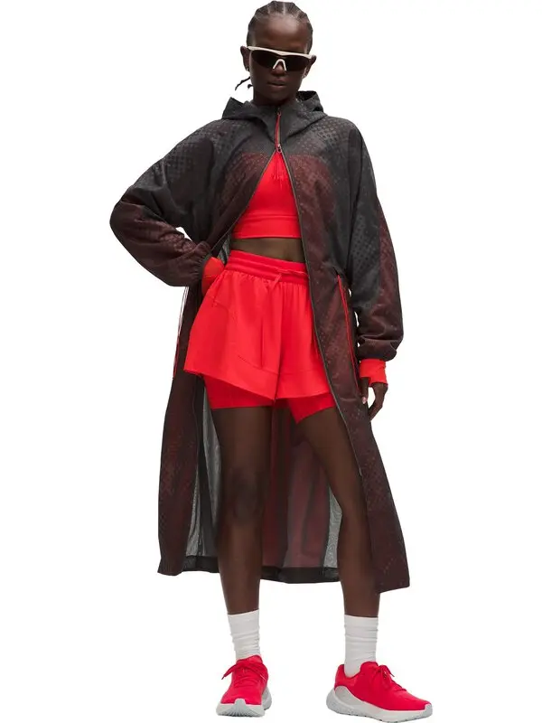 Lululemon Woven Long Jacket - From Afar Graphite Grey Asphalt Grey/love Red