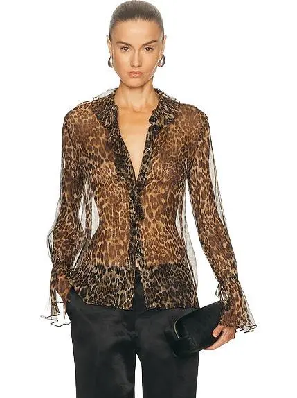 NILI LOTAN Cecily Top - Lurex Leopard
