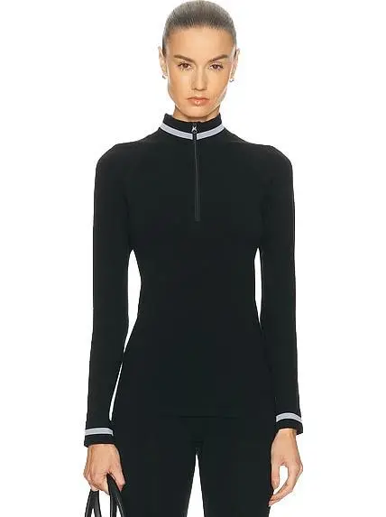 The Upside Seamless Quarter Zip Base Layer Top - Black