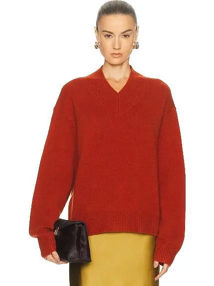 SRG Doris Cashmere V-neck Sweater - Rust