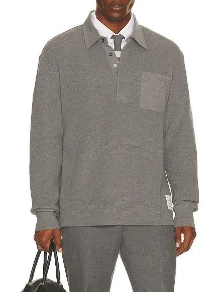 Thom Browne Rugby Polo With Bar - Medium Grey
