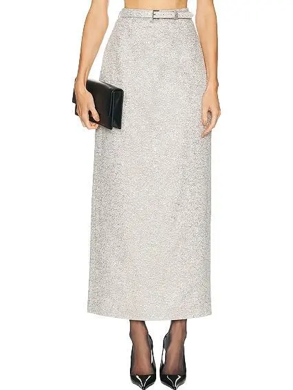 Adam Lippes Levi Metallic Jacquard Skirt - Chrome