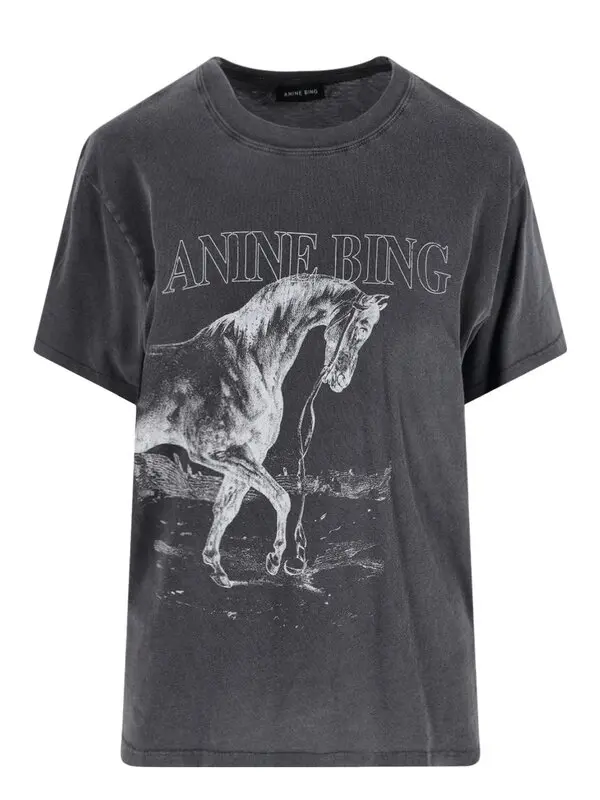 ANINE BING Lili Horse T-shirt - Gray