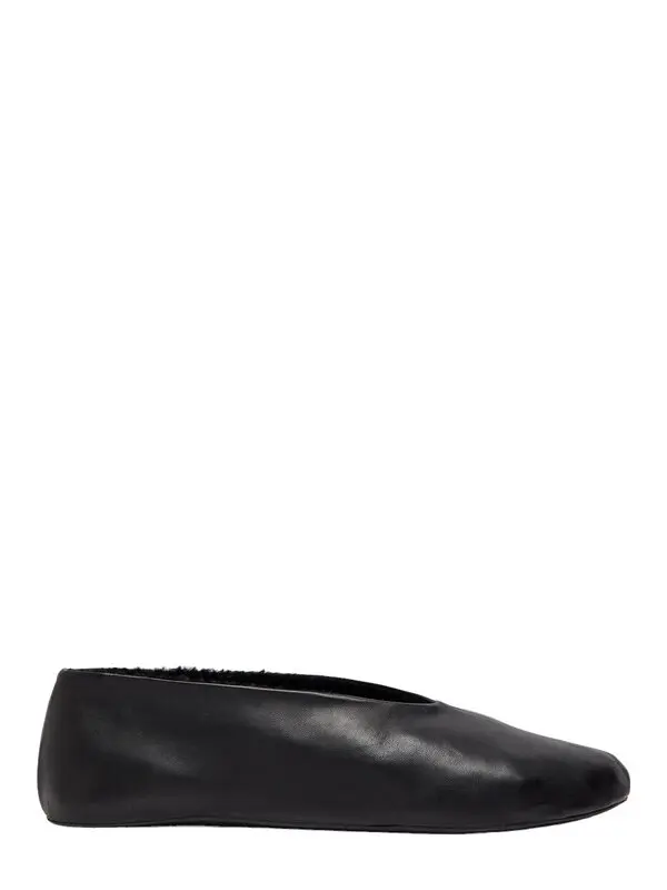 THE ROW Stella Shearling-lined Leather Ballet Flats - Black