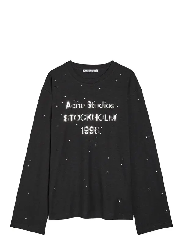 Acne Studios Crystal-embellished Cotton-blend Top - Black