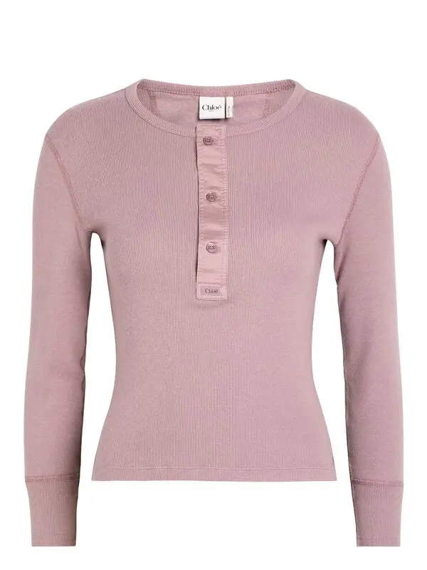 Chloé Henley Cotton Top - Light Purple