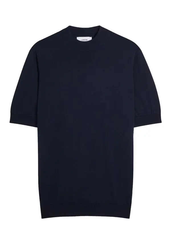 LARDINI Fine-knit Cotton T-shirt - Navy
