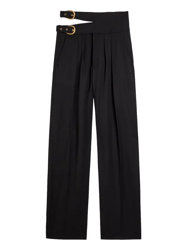 Chloé Belted Wool Trousers - Black