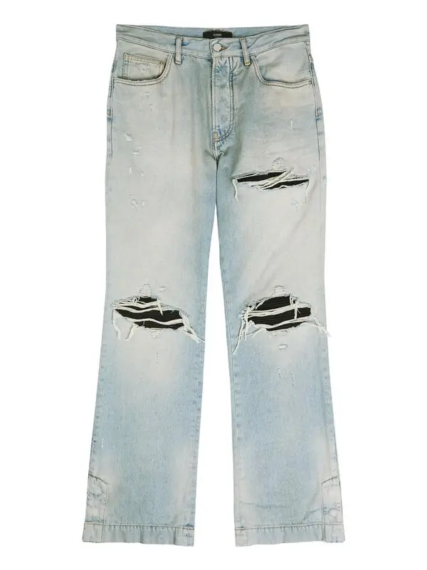 Amiri Mx1 Ripped Straight-leg Jeans - Indigo