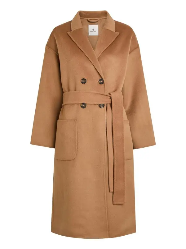 ANINE BING Dylan Belted Wool-cashmere Coat - Brown