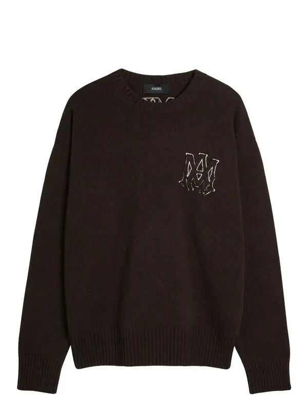 Amiri Logo-appliquéd Wool Jumper - Dark Brown