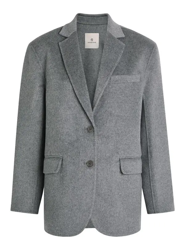 ANINE BING Quinn Wool And Cashmere-blend Blazer - Grey