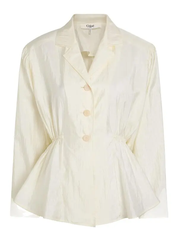 Chloé Peplum Taffeta Blouse - Off White