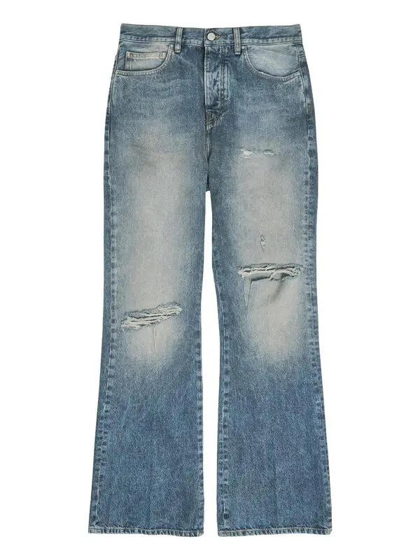 Amiri Slashed Distressed Bootcut Jeans - Denim