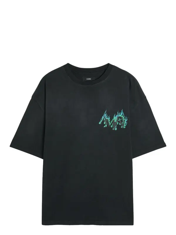Amiri Flames Printed Cotton T-shirt - Black