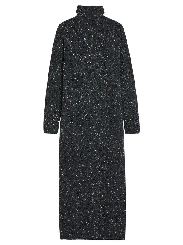 THE ROW Melani Speckled Cashmere Midi Jumper Dress - Charcoal