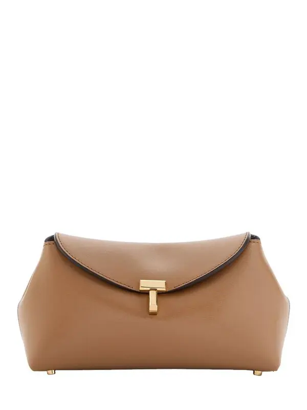 TOTEME T-lock Mini Leather Clutch - Camel