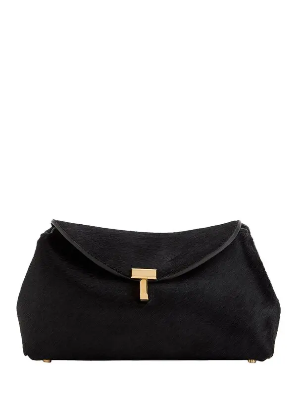 TOTEME T-lock Mini Pony Hair Clutch - Black