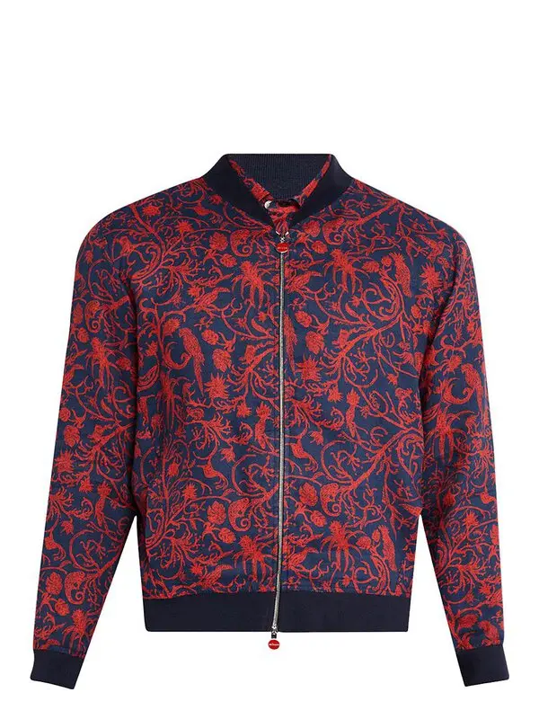 Kiton Linen Coral-print Bomber Jacket - Red
