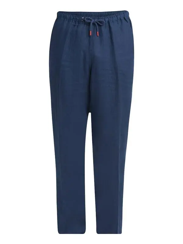Kiton Linen Drawstring Pants - Navy