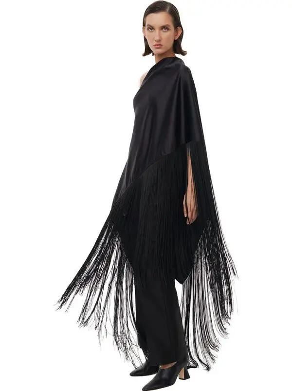 ALAS Fringed Party Cape - Black