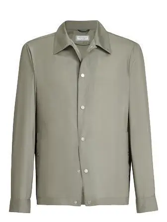 Brunello Cucinelli Silk Outerwear Jacket - Khaki