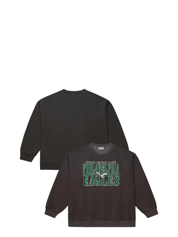 Mitchell & Ness Philadelphia Eagles Downtown Crew Vintage Logo Sweatshirt - Black