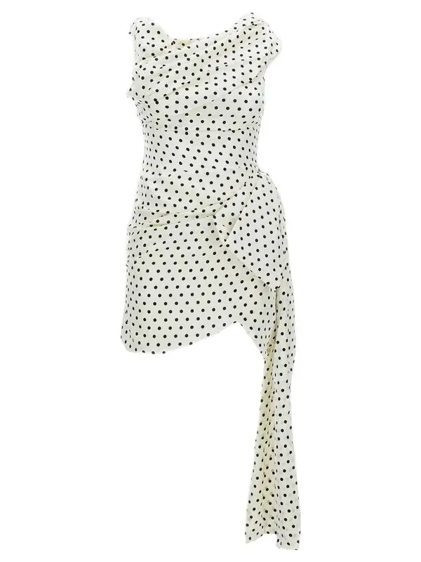 SELF-PORTRAIT Mini Flared Polka Dot Dress - White